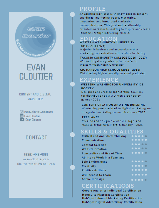 My Resume – Evan Cloutier