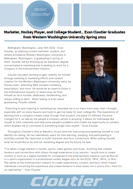 Press Release – Evan Cloutier